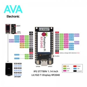 برد توسعه RP2040 به همراه نمایشگر 1.14 اینچی OLED ساخت LILYGO - آوا ...